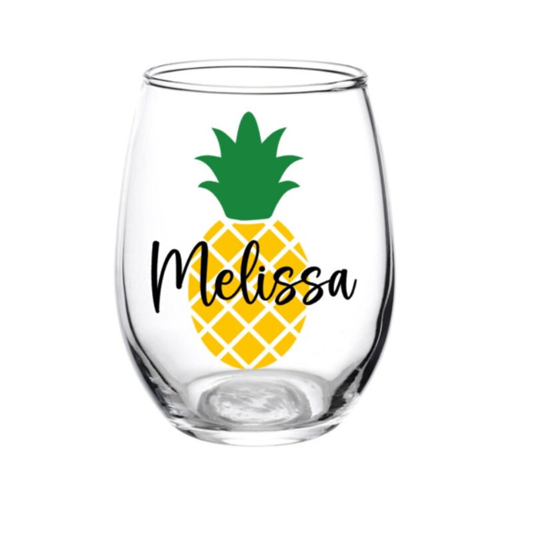 Personalized Pineapple Wine Glass Pineapple Glass Wine Glass