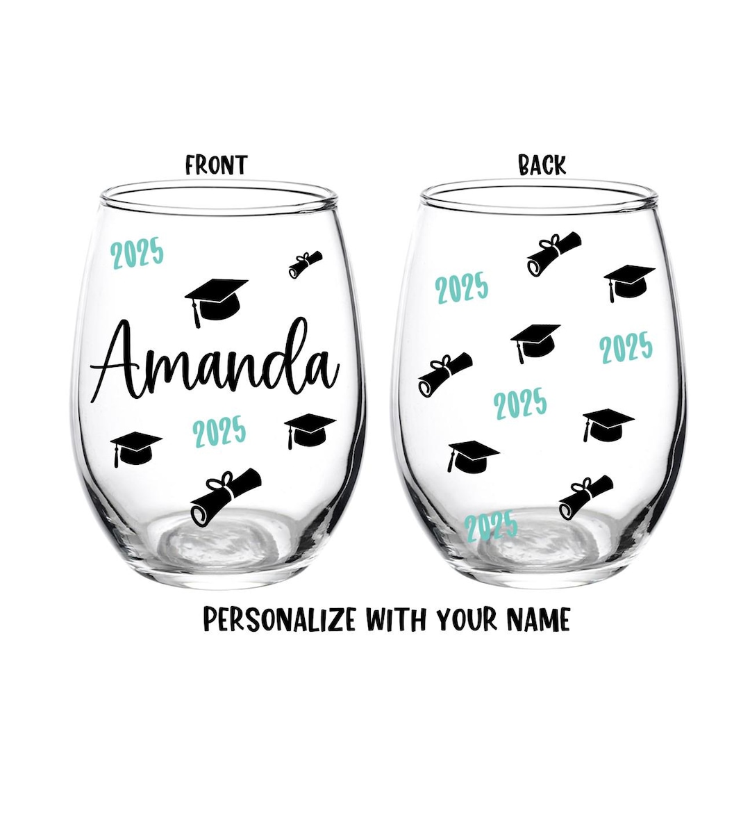 Class of 2025 Wine Glass, Graduation Glass, Graduation Wine Glass ...