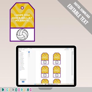 Printable Volleyball Party Favor Tags Template. Volleyball Thank You ...