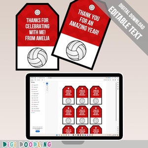 Printable Volleyball Party Favor Tags (red). Volleyball Thank You Tags ...