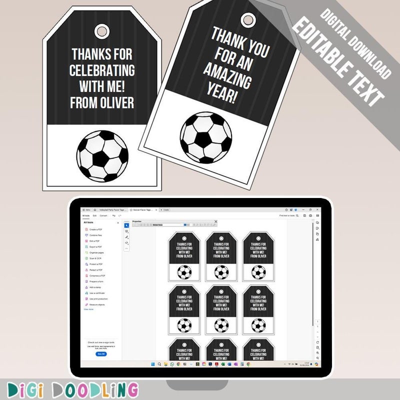 Soccer Thank You Tag - Etsy