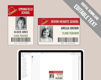 Printable Teacher ID Name Badge Template | School Halloween Costume ...