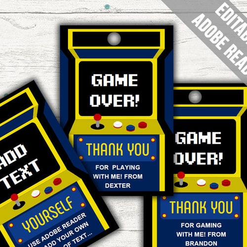 Arcade Party Favor Tags video Game Tags. Printable PDF - Etsy