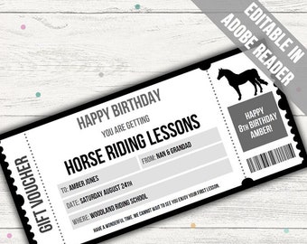 Riding Lessons Voucher - Etsy