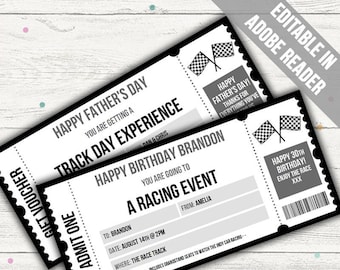 Printable Car Race Ticket Template Surprise Racing Ticket - Etsy