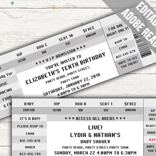 Fake 'ticketmaster' Concert/party Ticket Template - Etsy