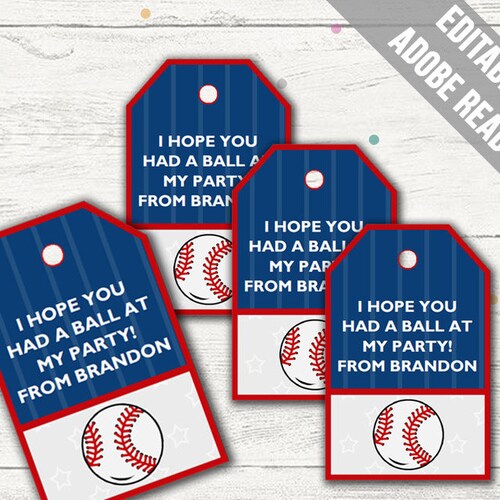 4 Baseball Tags With Editable Numbers INSTANT DOWNLOAD - Etsy