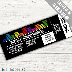 DJ Birthday Invitation. Printable DJ Birthday Party - Etsy