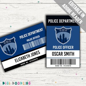 Police Costume ID Badge Template. Police Pretend Play. Police Party ...