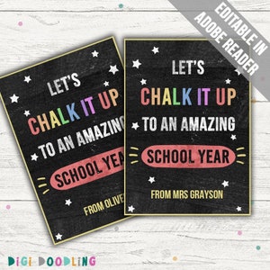 End of Year Chalk Gift Tags. Printable Last Day of School Tags. End of ...