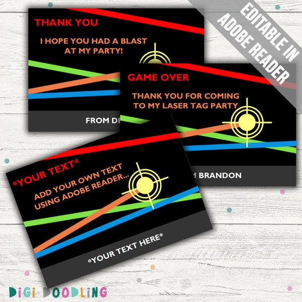 Laser Tag Thank You - Etsy