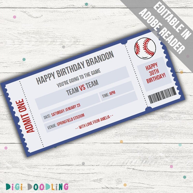 Blank Baseball Ticket Template - Etsy