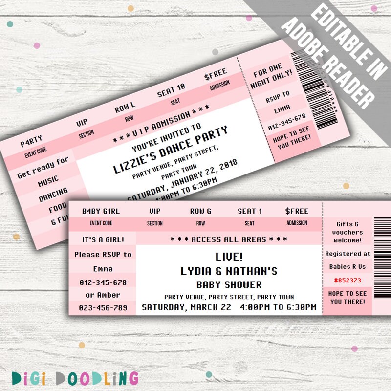 Concert Ticket Party Invitation - Etsy