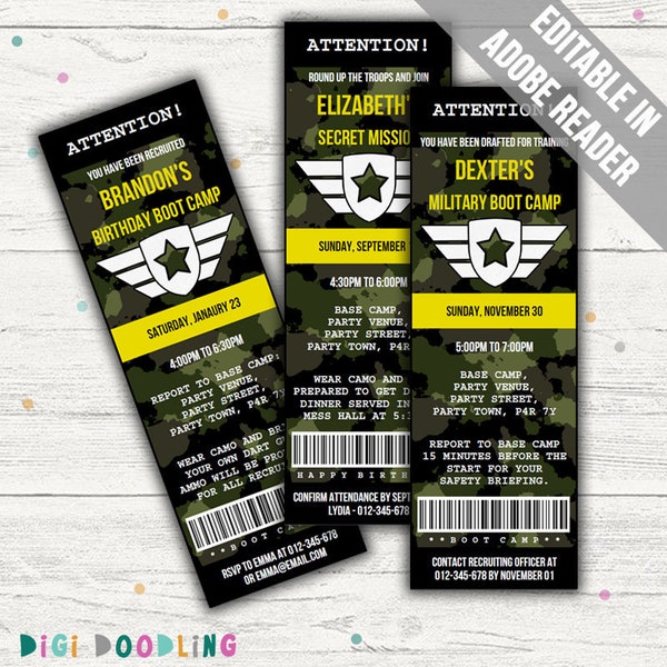 Boot Camp Invitations - Etsy