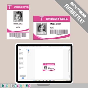 Printable Pink Doctor ID Badge Template: Editable Nurse Costume ...