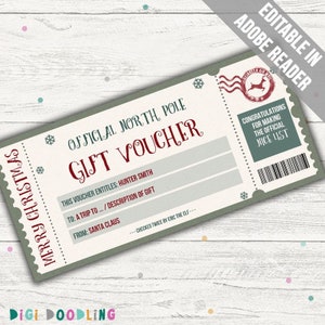 Santa Gift Voucher Template. Editable Santa Voucher. Santa IOU. Elf ...