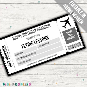 Flying Lesson Gift Voucher Template. Flying Lessons Voucher. Flying ...