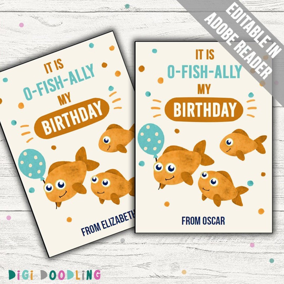 Classroom Birthday Treat Tags. Printable Goldfish School Birthday Treat ...