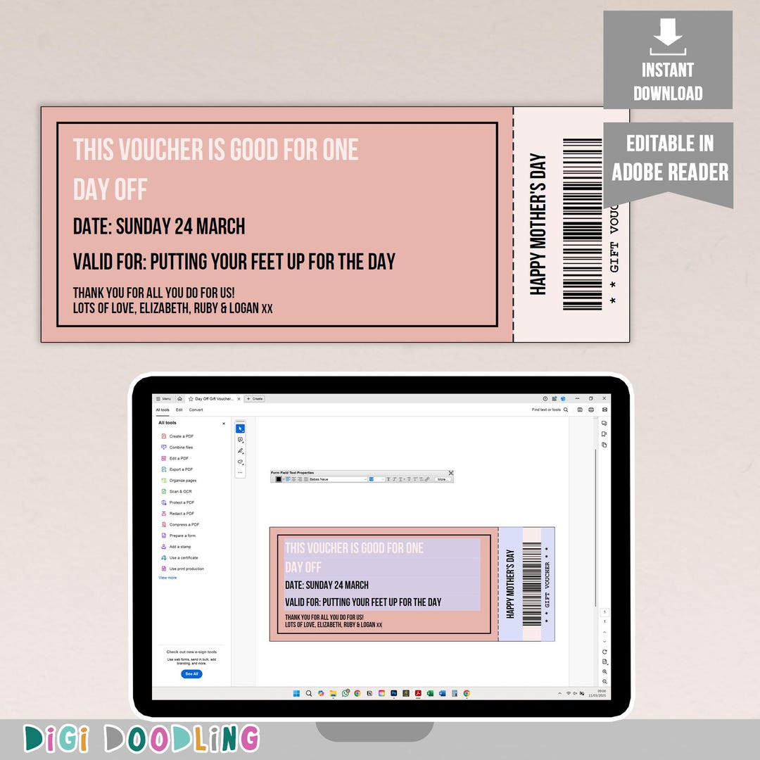 Mother's Day Voucher Printable Template. Day off Voucher Template ...