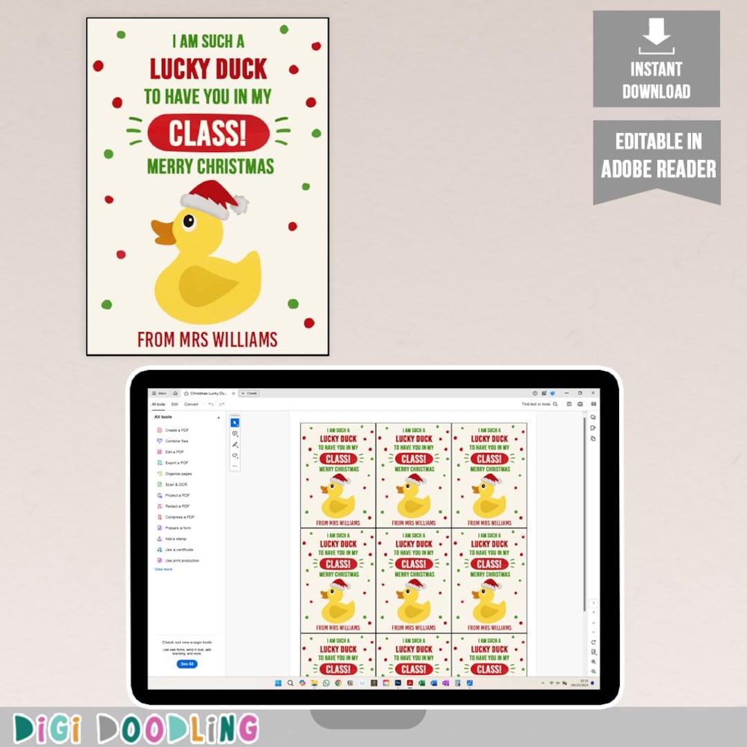 Christmas Lucky Duck Tags Template. Printable Christmas Duck Tags ...