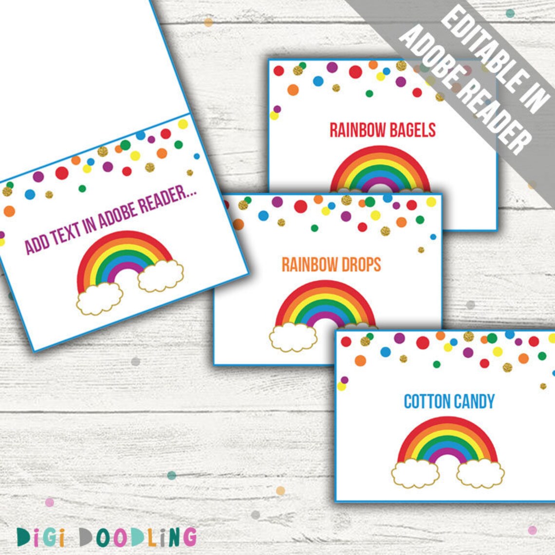 Rainbow Food Labels Rainbow Party Decor. Editable. | Etsy
