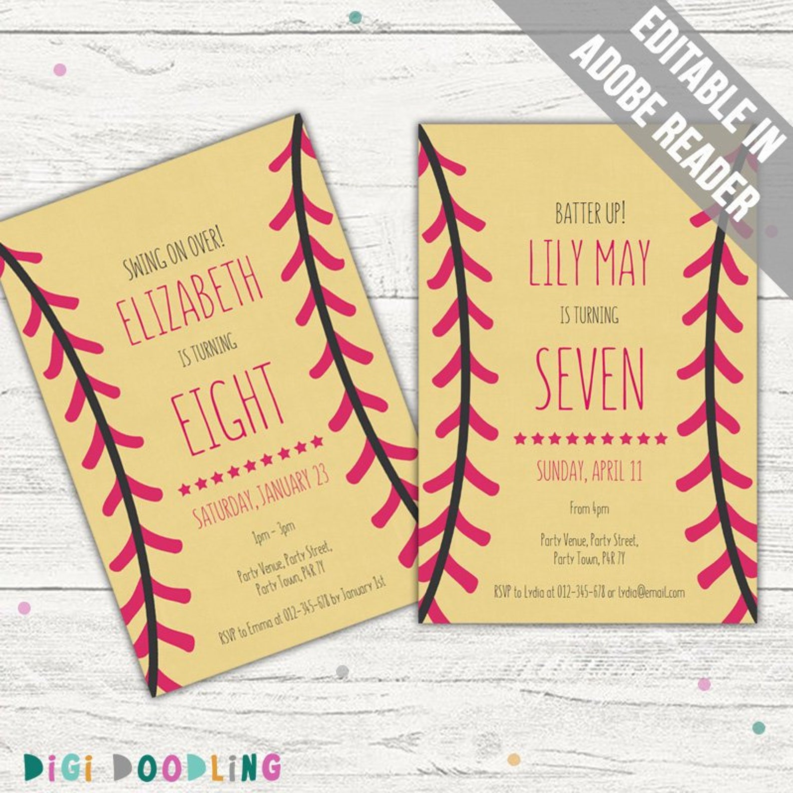 Softball Party Invitation. Editable. Printable. Instant - Etsy