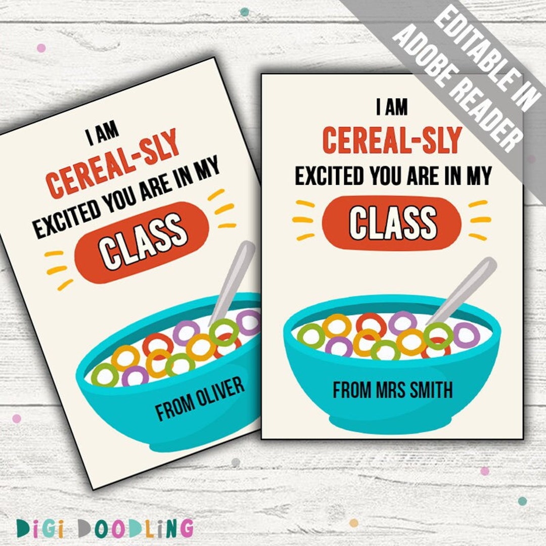 Welcome Back to School Cereal Gift Tags Printable. First Day of School ...