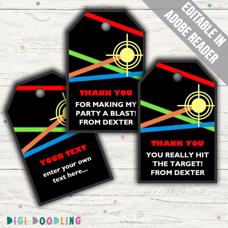 Laser Tag Party Invitations Favor Tags and Decorations laser - Etsy