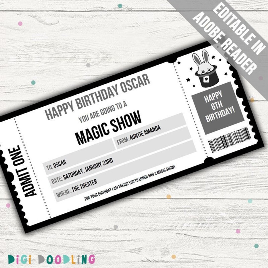 Magic Show Ticket Template. Magic Show Gift Voucher. Magic Show Voucher ...