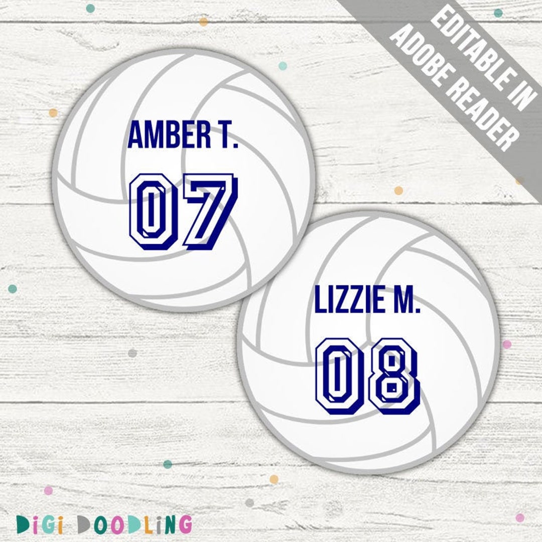 Volleyball Tag Printable (5 Inch) . Volleyball Name Tags/ Bag Tags ...