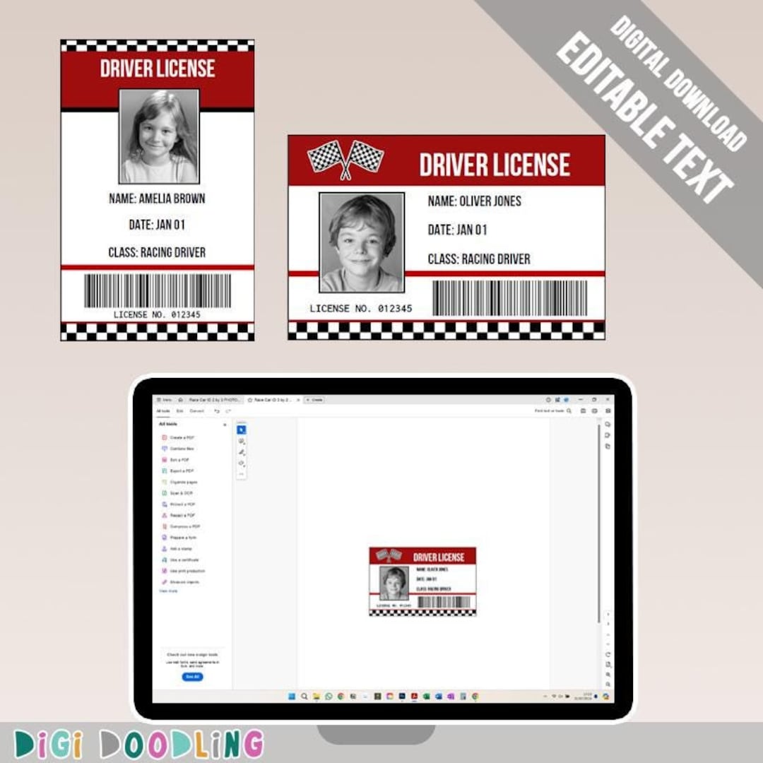 Printable Race Car Driver License Template: Racing Party Favors or ...
