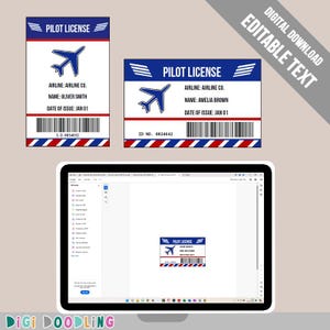 Printable Pilot License Template: Editable ID Badge (digital Download ...