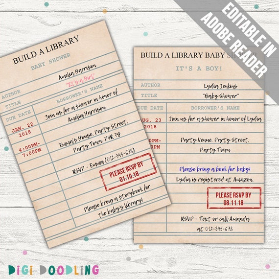 Library Card Birthday Invitation Template