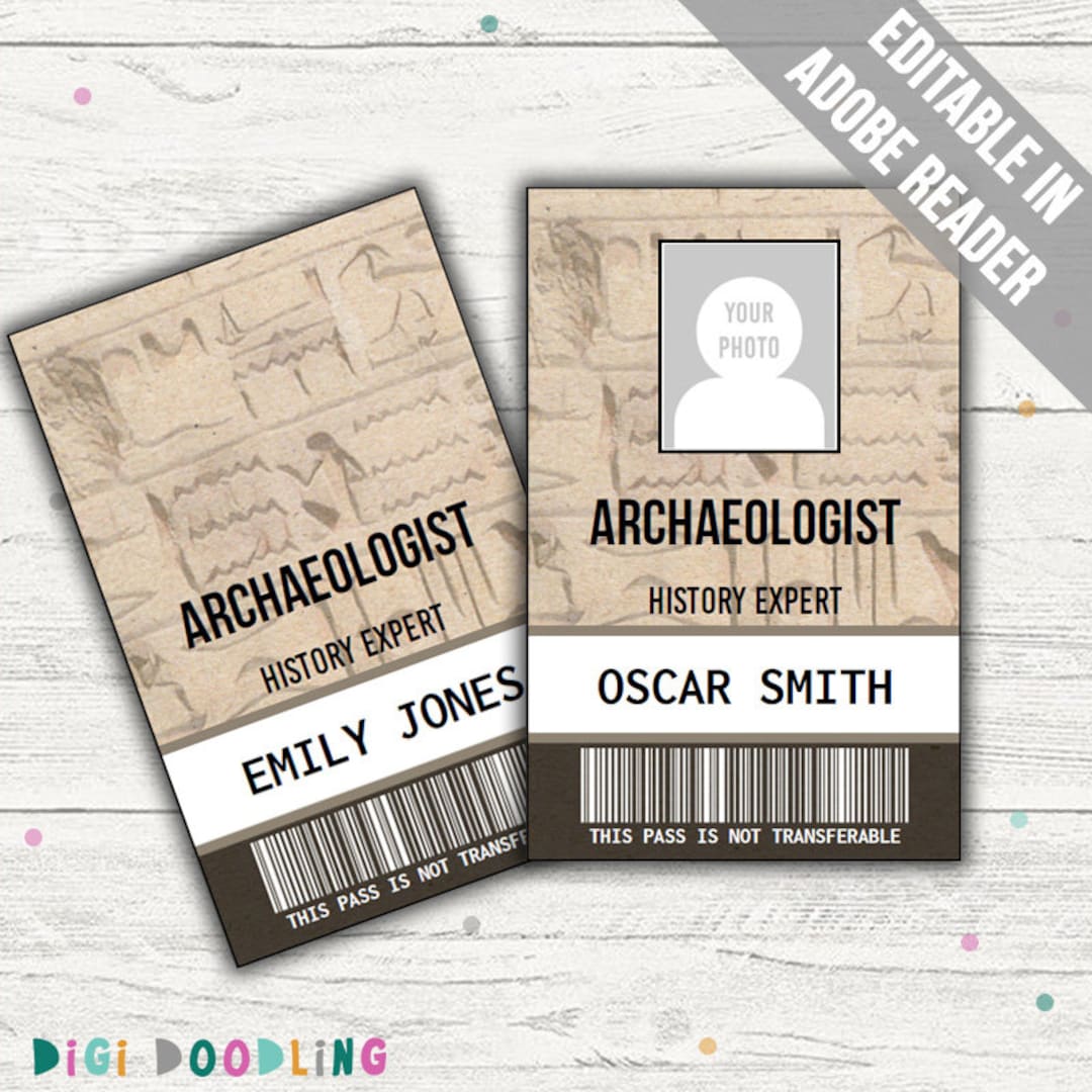 Archaeologist Costume DIY ID Badge Template. Archaeologist Costume Kids ...
