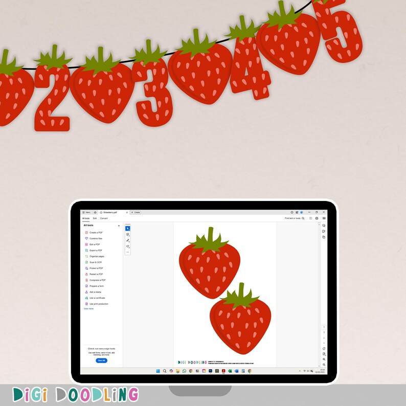 Printable Strawberry Party Banner: Summer Garland Decor (digital ...