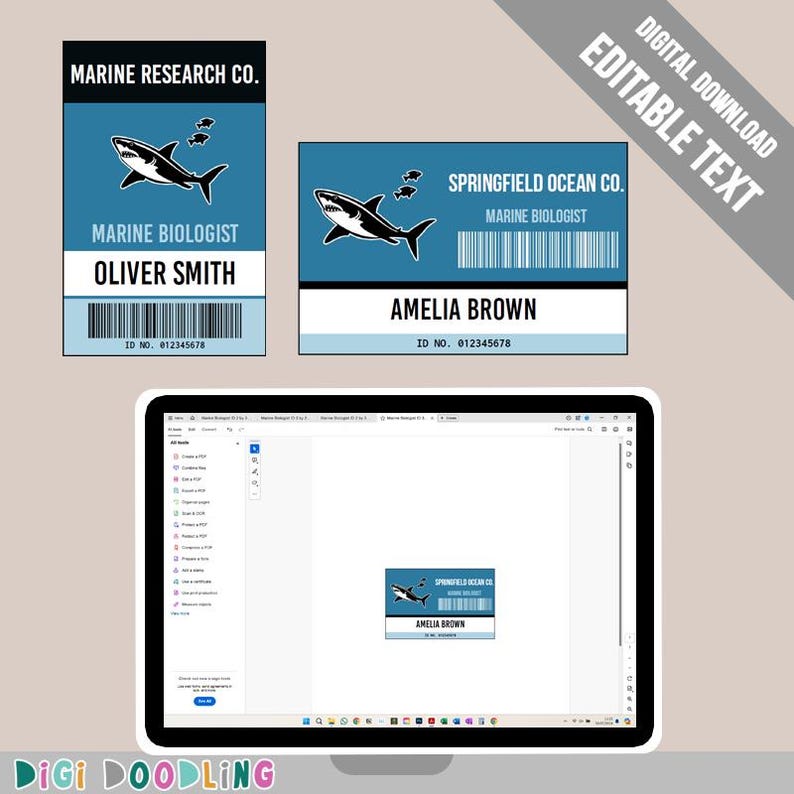 Printable Marine Biologist Costume ID Badge (editable PDF) - Etsy