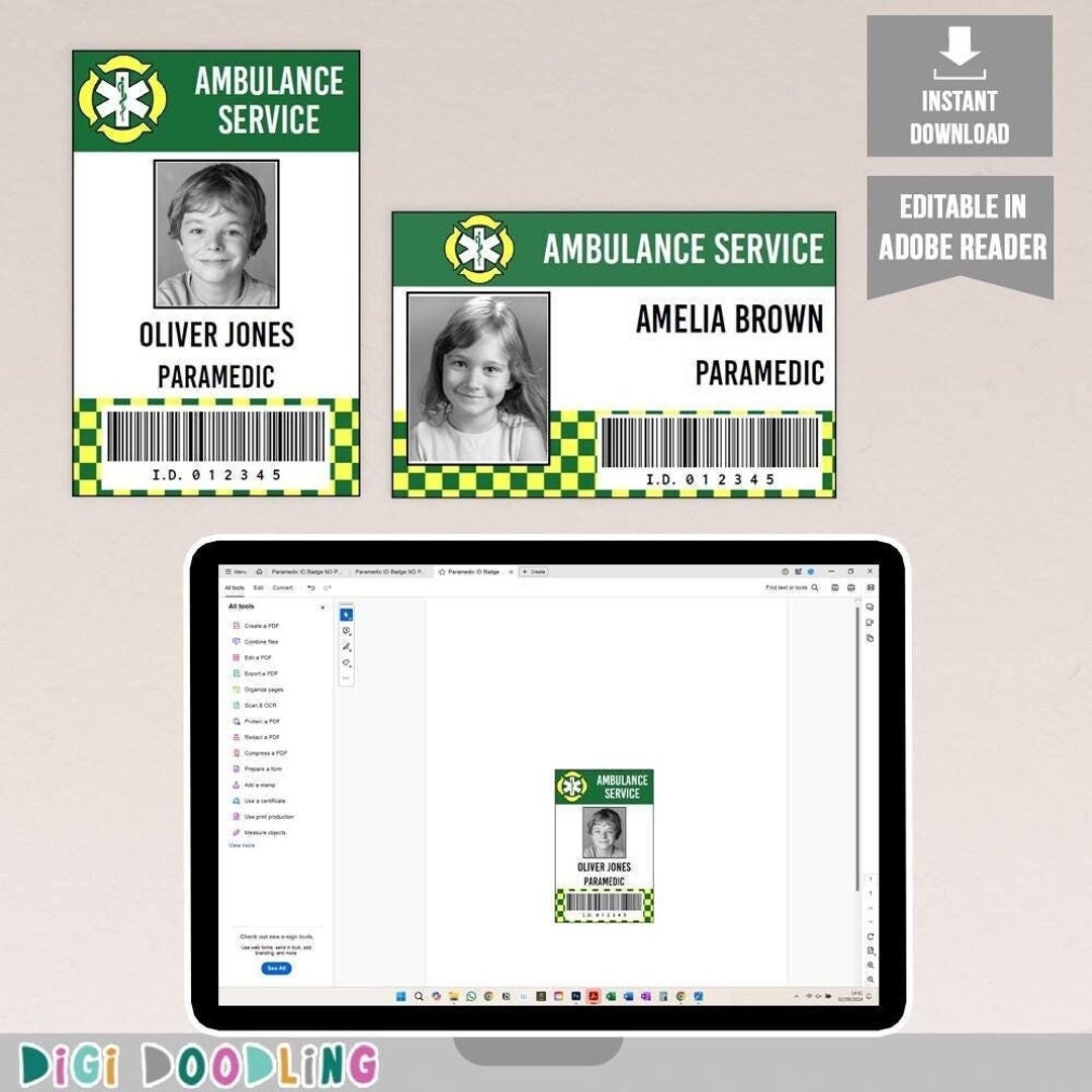 Printable Paramedic ID Badge Template: Costume Name Tag (digital ...