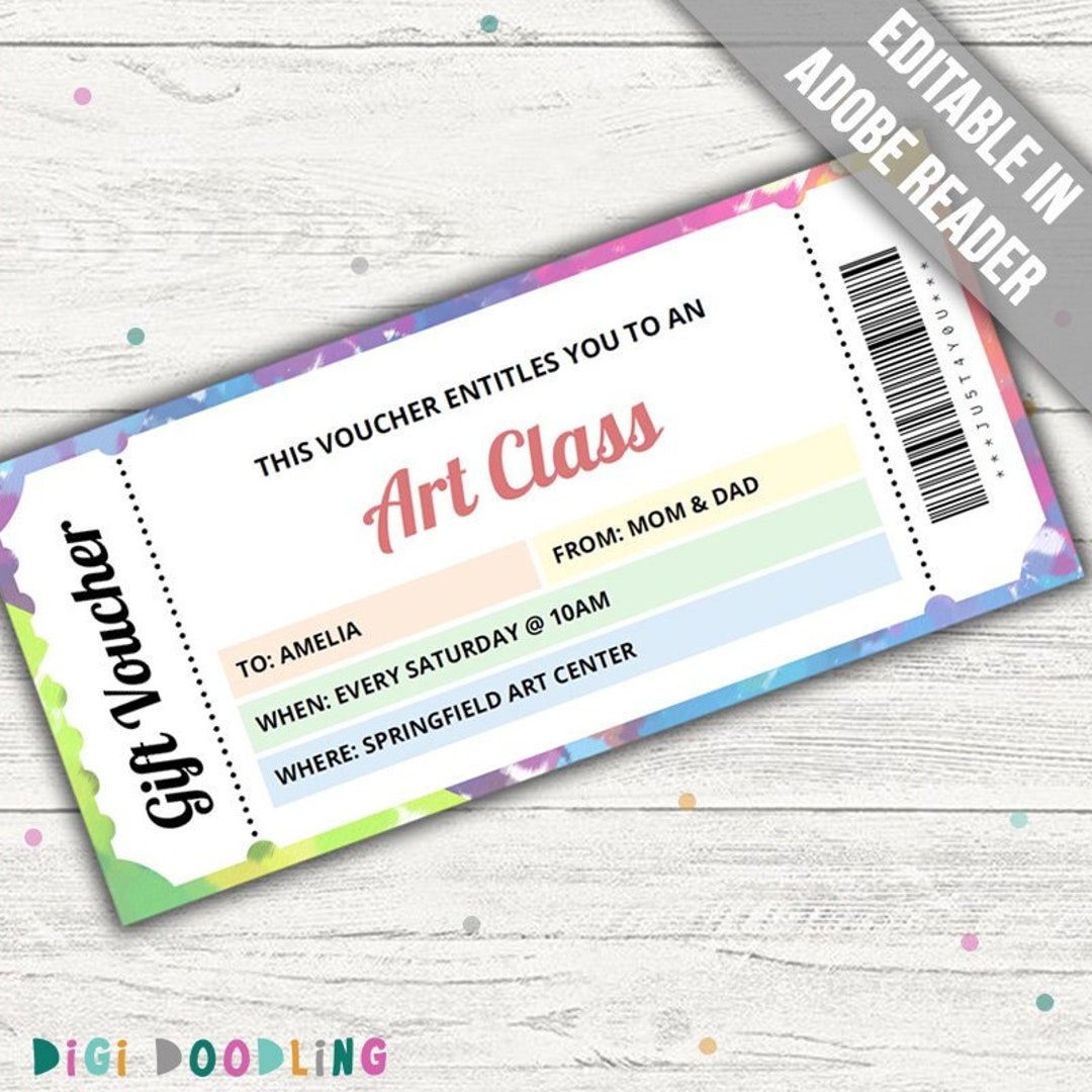Art Class Gift Voucher Template. Painting Class Gift Voucher. Surprise ...