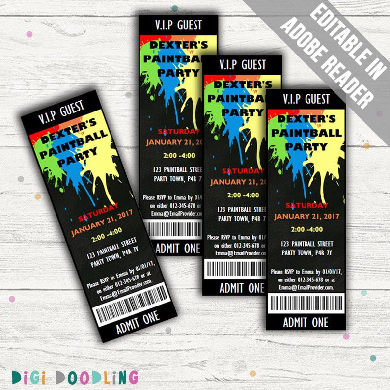 Paintball Invitation Wording Sample