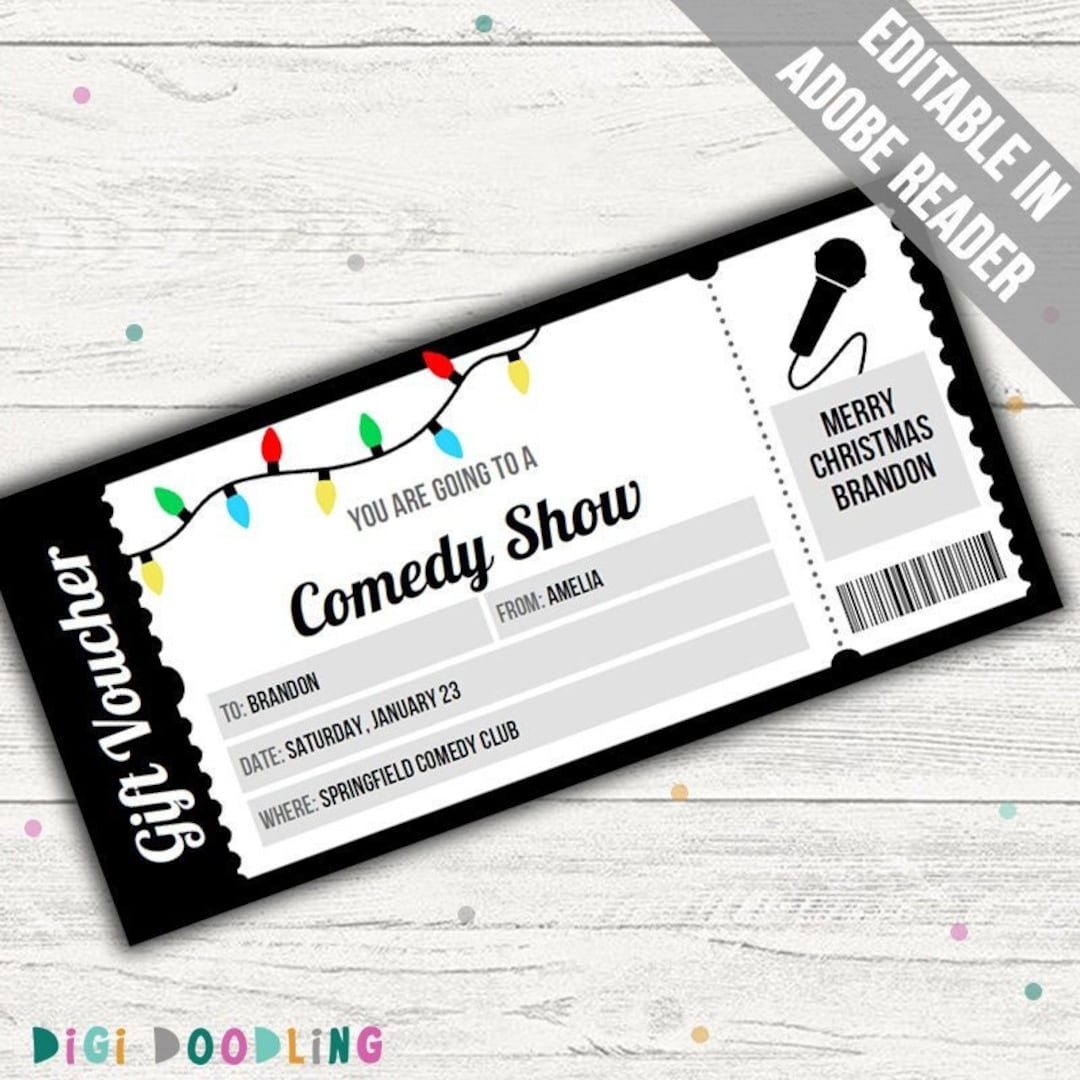 Christmas Comedy Show Ticket Template. Comedy Show Surprise Reveal ...