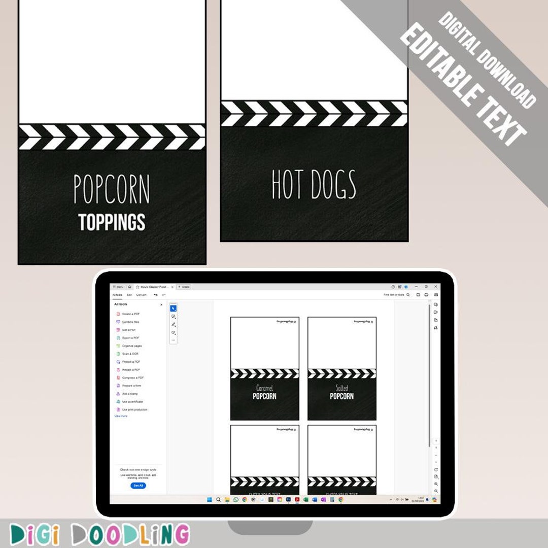Printable Movie Party Food Labels Template. Movie Food Tent Cards ...
