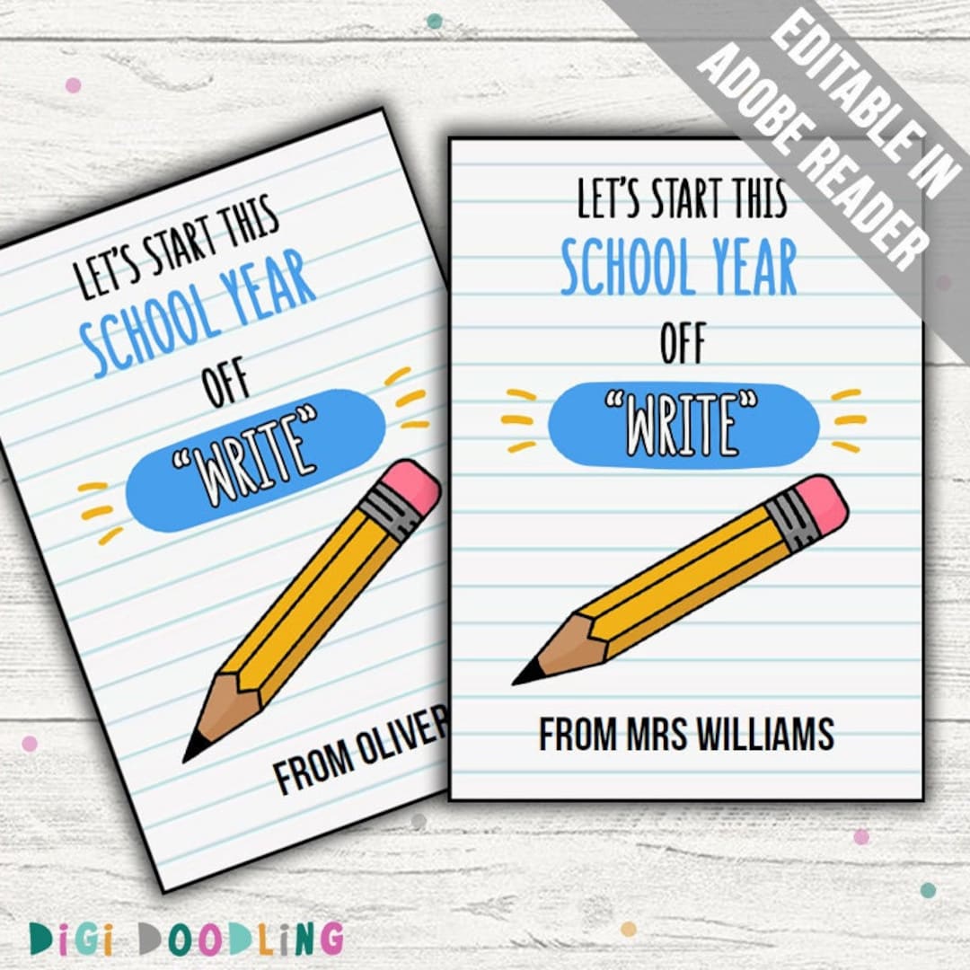 Welcome Back to School Pencil Gift Tag Printable. First Day of School ...