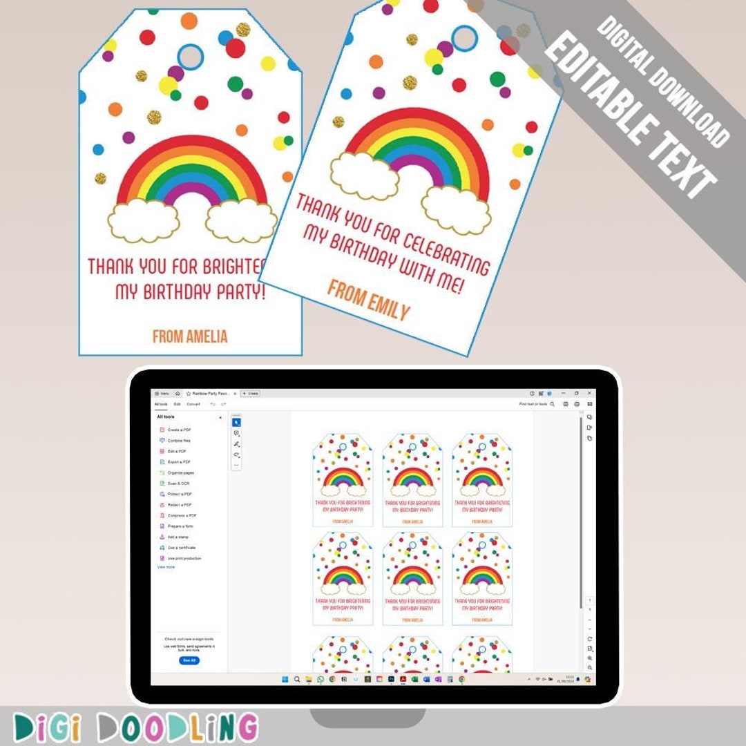 Printable Rainbow Party Favor Tags. Rainbow Thank You Tags. Rainbow ...