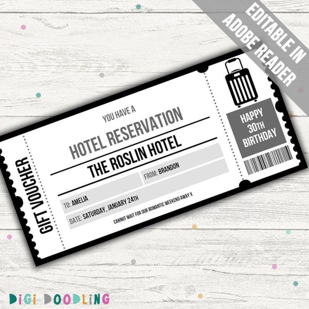 Hotel Reservation Voucher. Surprise Hotel Reservation Gift Ticket ...