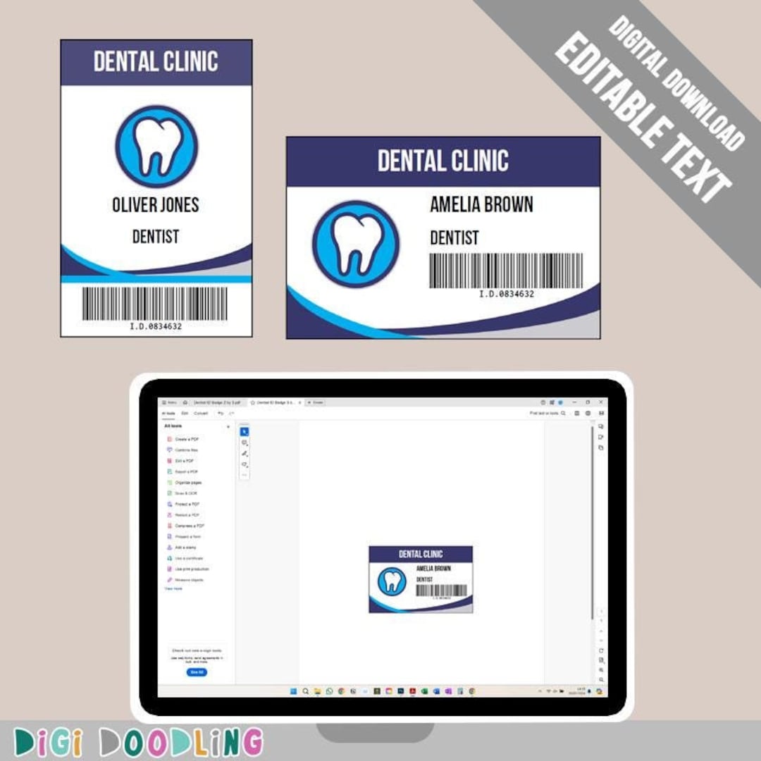 Printable Dentist ID Badge Template: Editable Pretend Play Costume ...