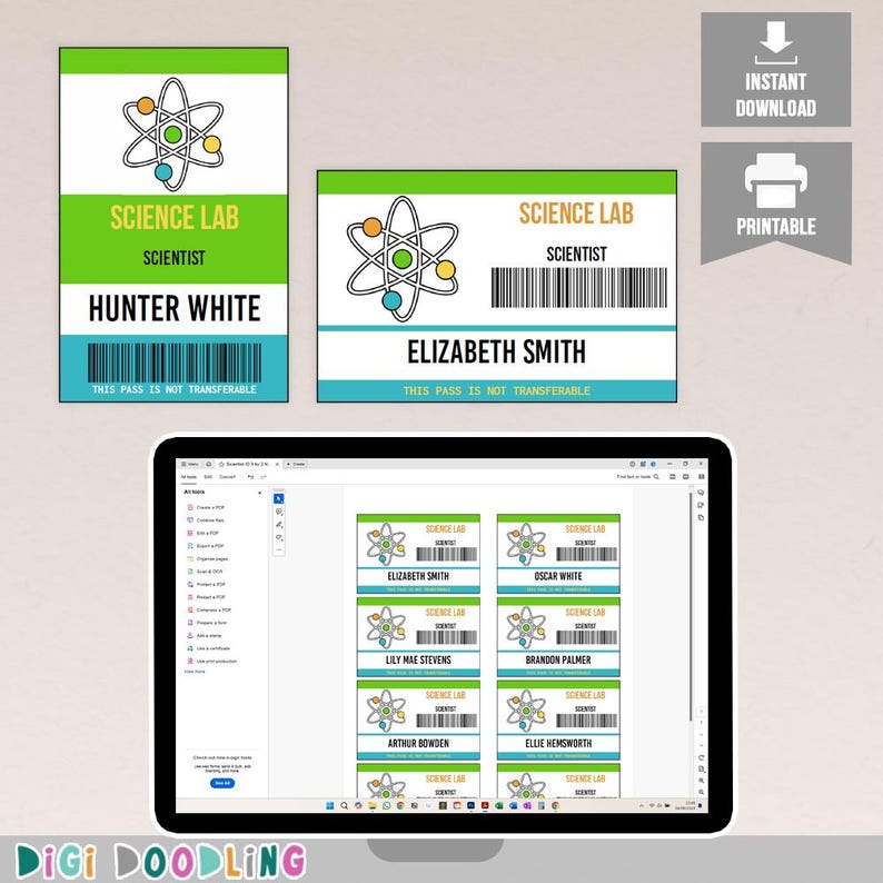 Printable Scientist ID Badge Template: Science Party Costume (digital ...