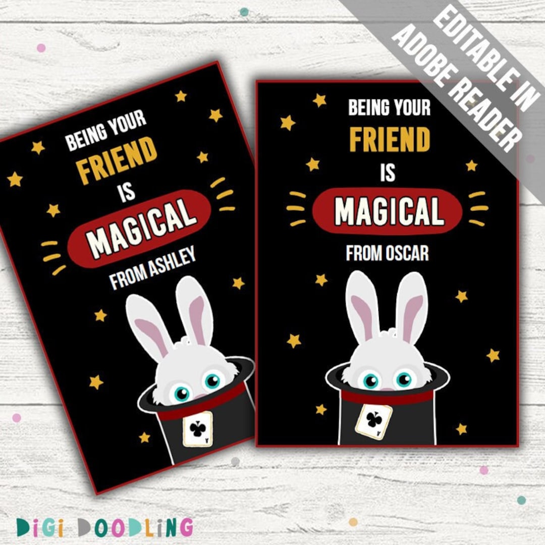 Magic Valentine Tag. Magic Valentine Card for Classmates. Magic Party ...