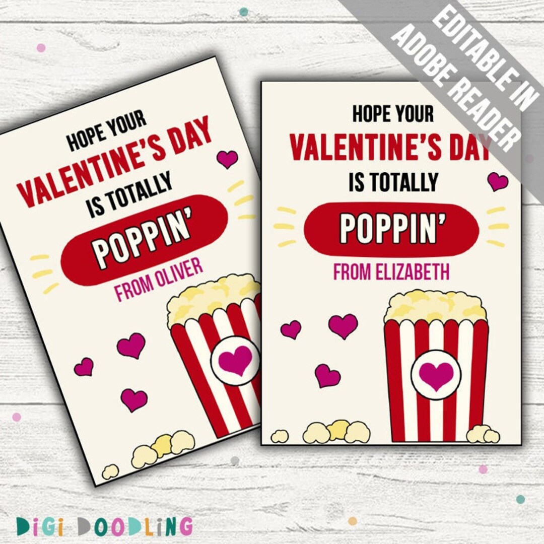 Poppin Valentine Tag (popcorn Valentines Printable). Popping Valentines ...