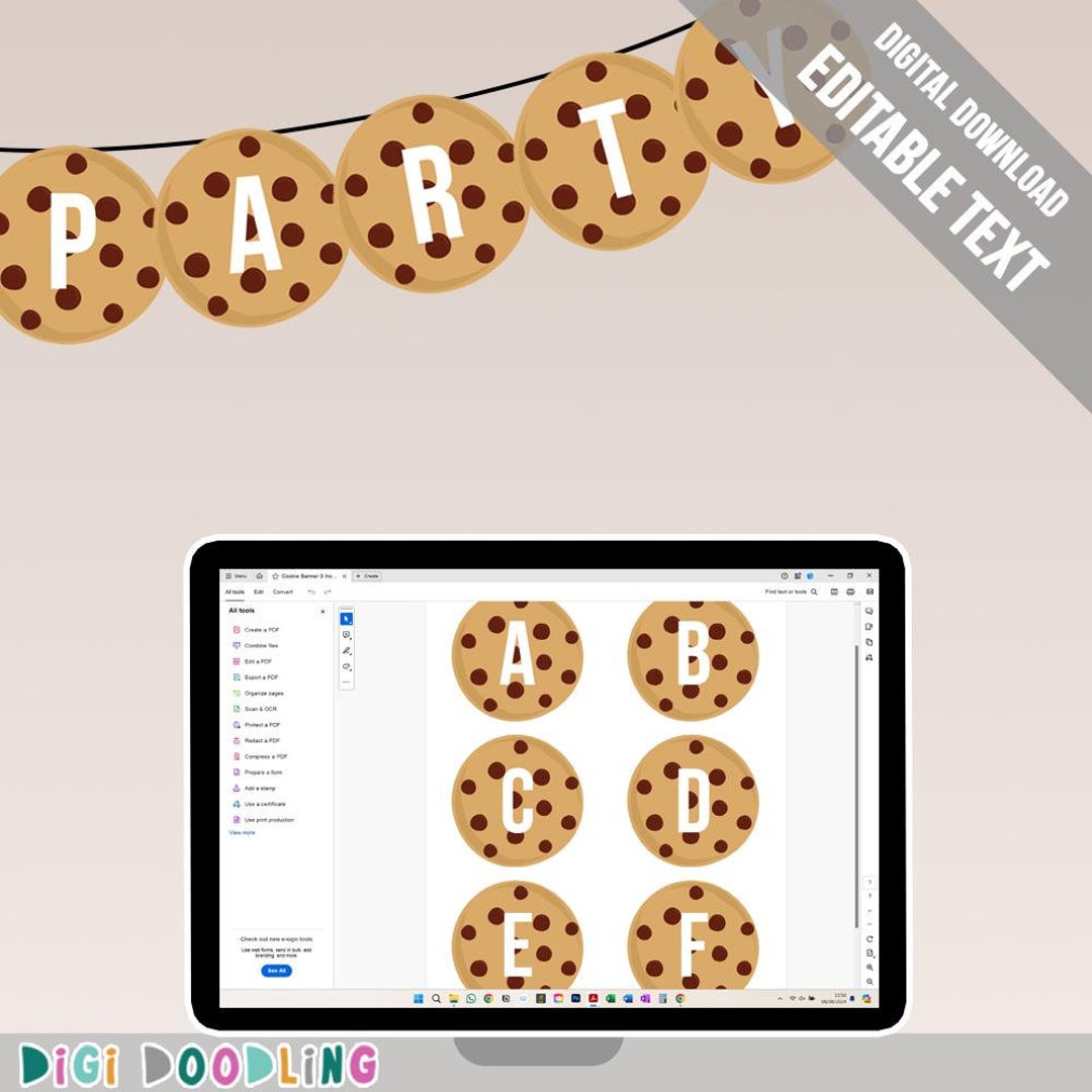Printable Cookie Banner: Editable Text Party Garland (digital Download ...