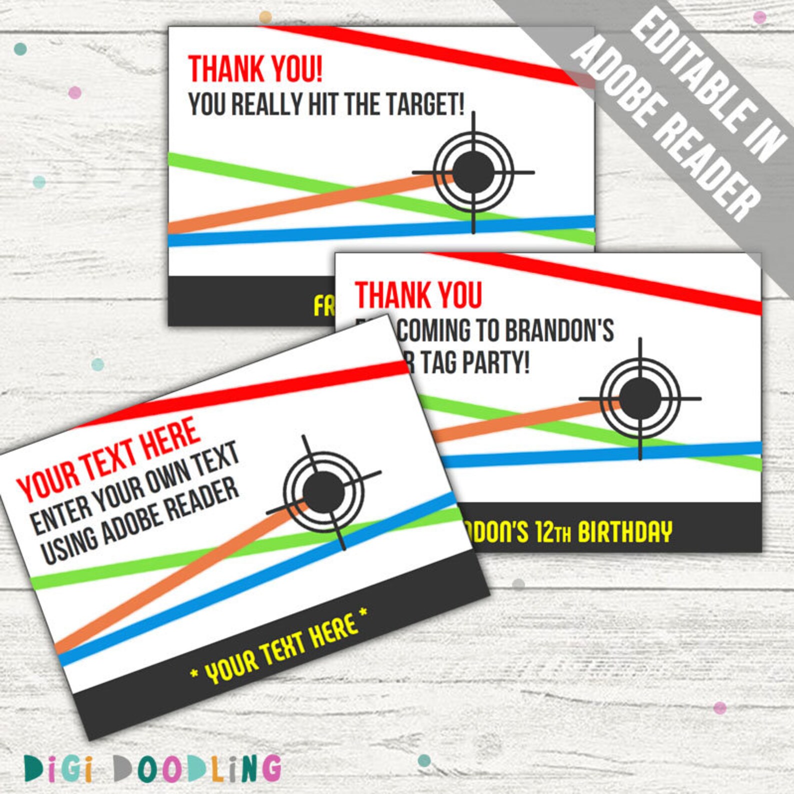Laser Tag Party Printables. Includes Invitations Favor Tags - Etsy
